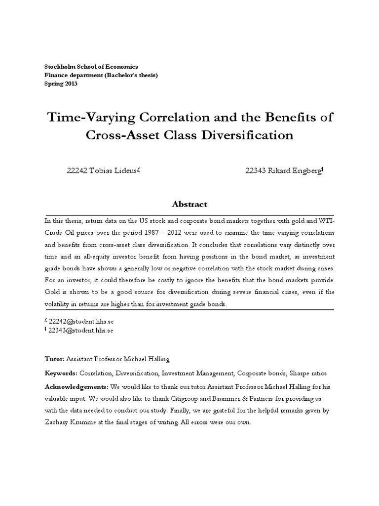 Time-Varying Correlation and The Benefits of Cross-Asset Class ...