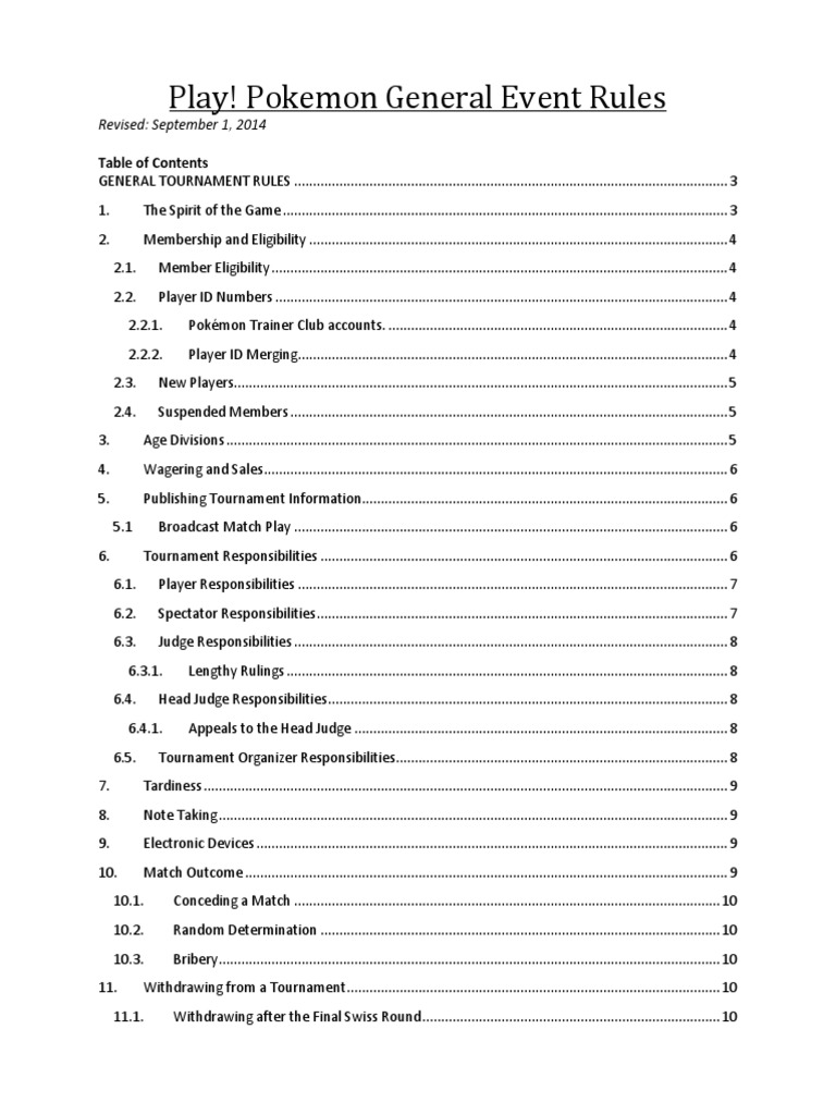 Guidelines for Organizing and Participating in Pokemon Trading Card ...