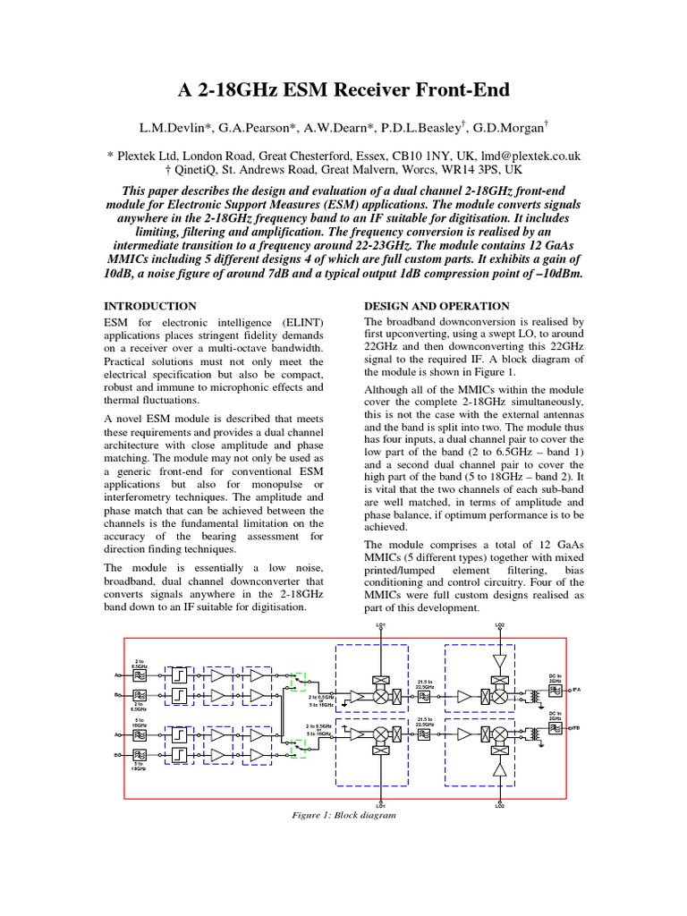 A 2-18GHz ESM Receiver Front-End | PDF | Amplifier | Electronic Filter
