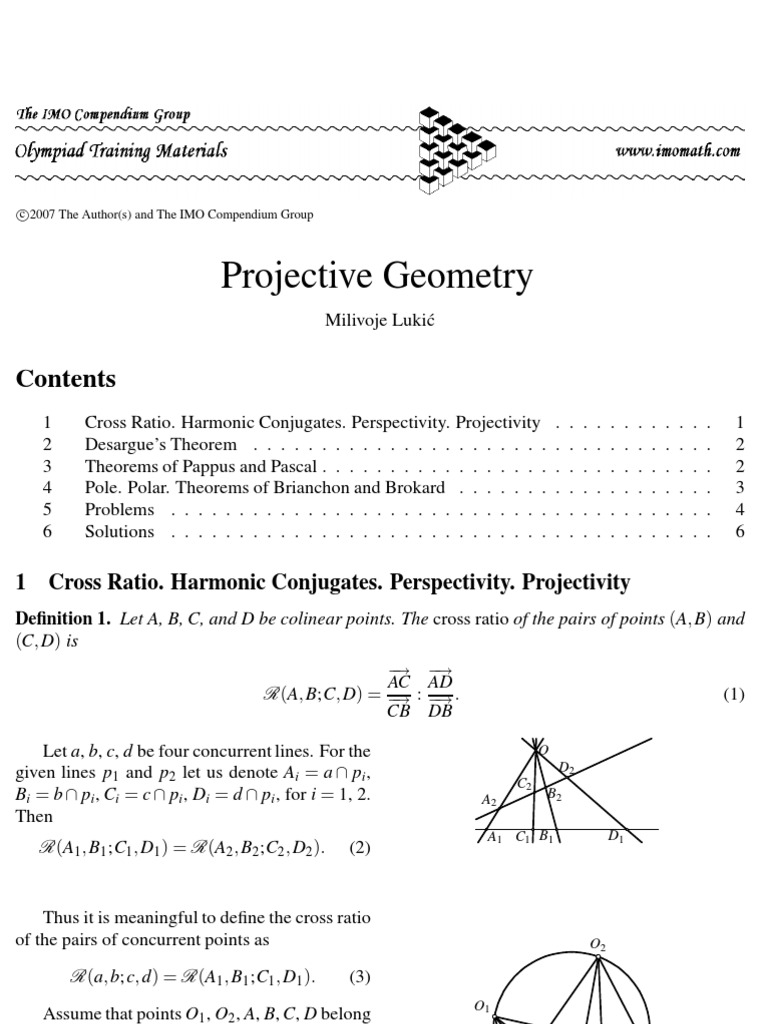 IMOMATH - Projective Geometry | PDF | Triangle | Elementary Geometry