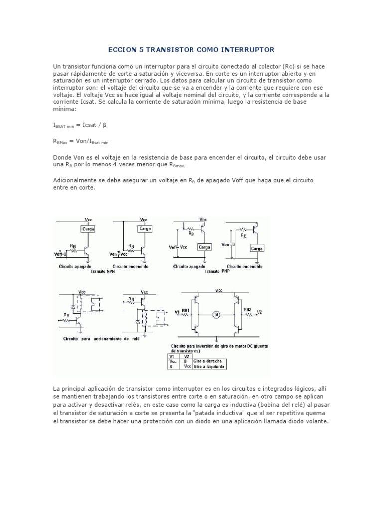 Transistor Como Interruptor | PDF | Transistor | Relé