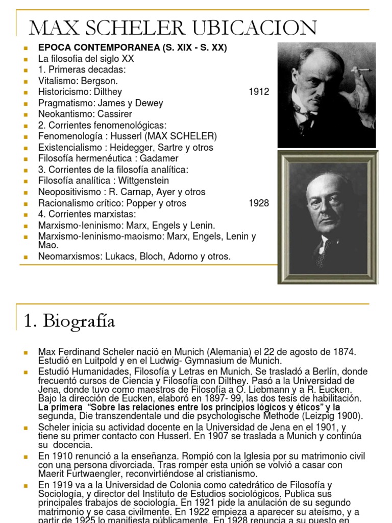 Biografía y pensamiento de Max Scheler | PDF | Esencia | Alma
