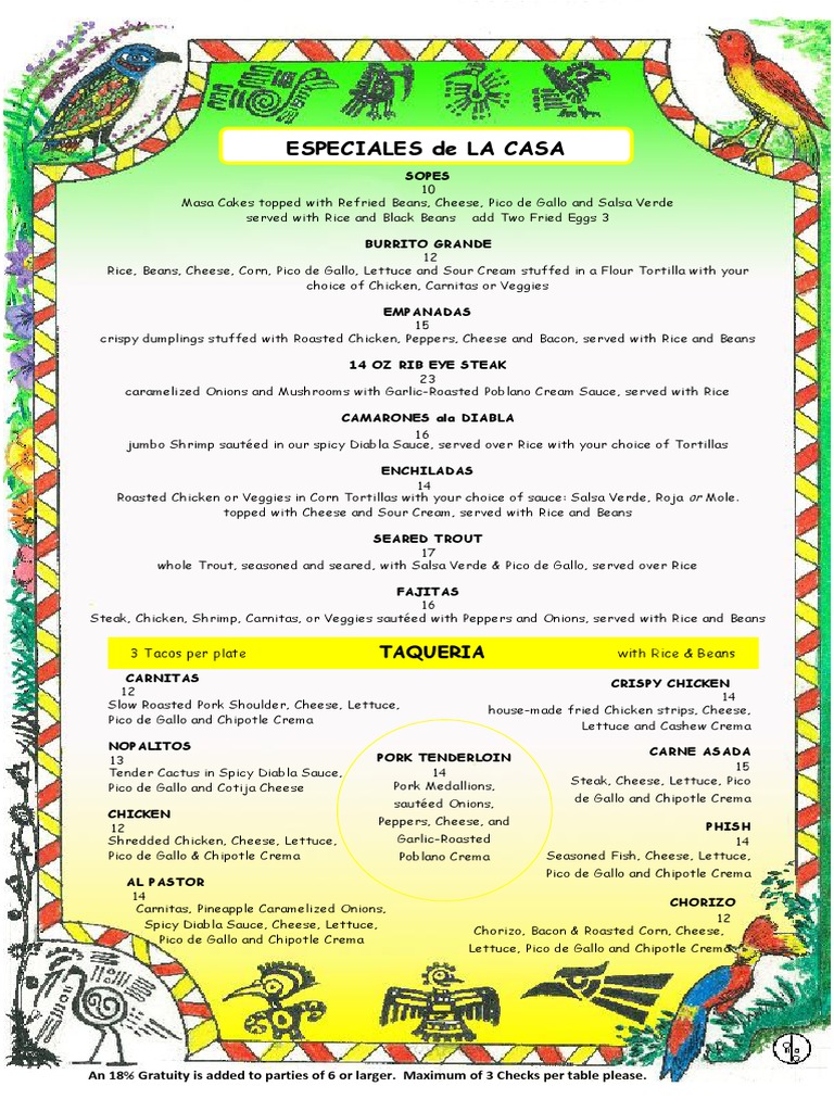 Authentic Mexican Menu Highlights | PDF