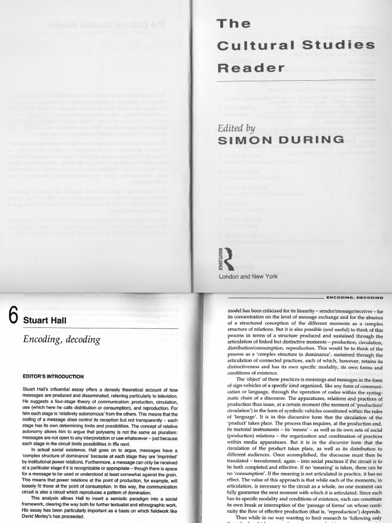 Encoding Decoding The Television Discourse Stuart Hall PDF | PDF