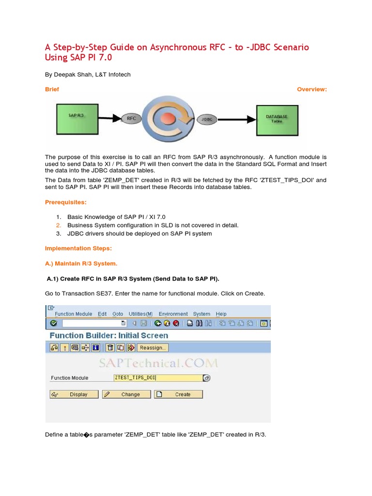 A Step-By-Step Guide On Asynchronous RFC - To - JDBC Scenario Using SAP ...