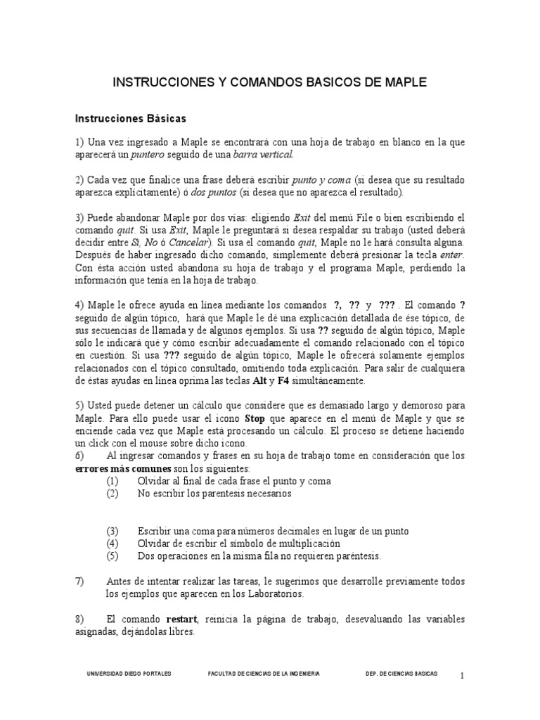 Maple Lista de Comandos | PDF | Derivado | Integral