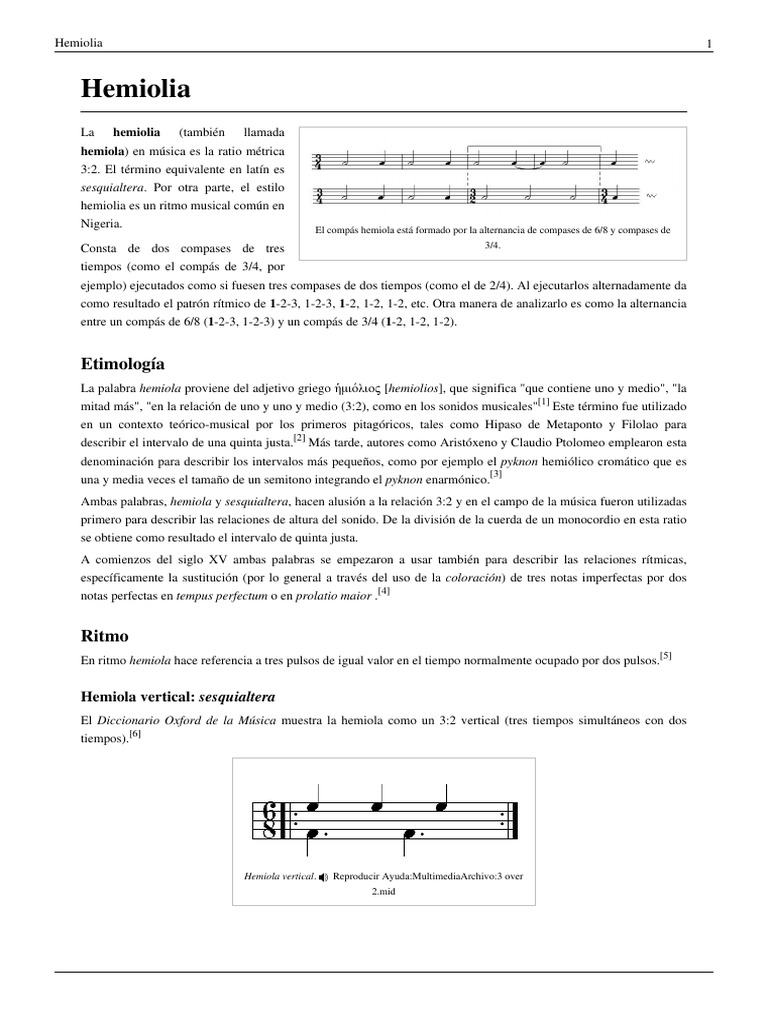 Definición y Ejemplos de Hemiola Musical | PDF | Teoría musical ...