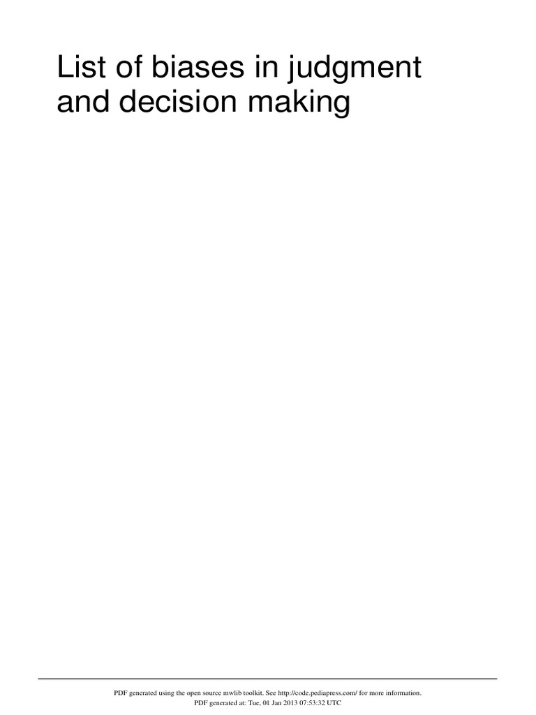 List of Biases in Judgment | PDF | Bias | Recall (Memory)