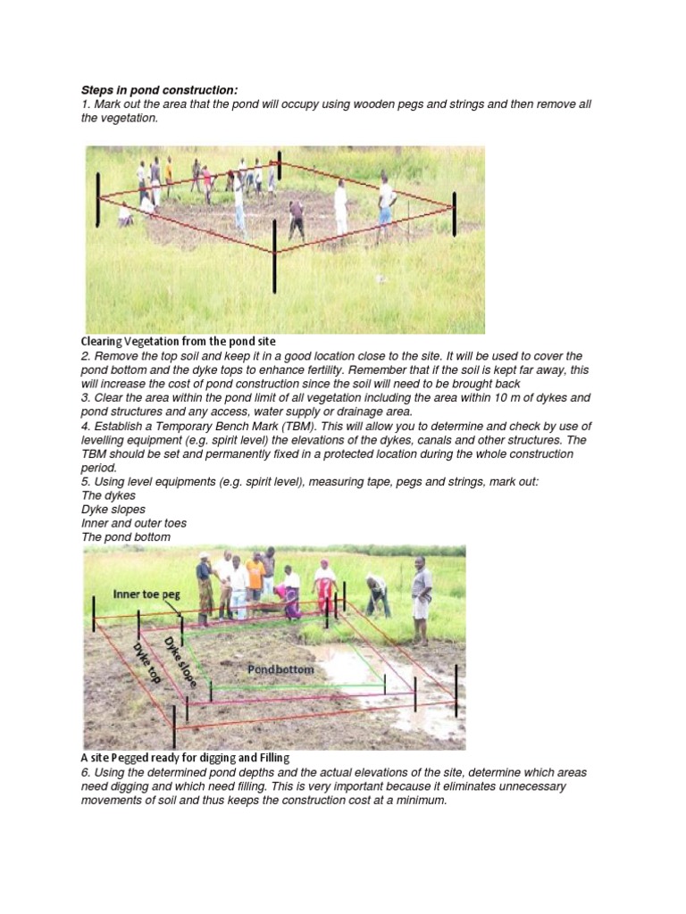 8 Steps for Pond Construction | PDF