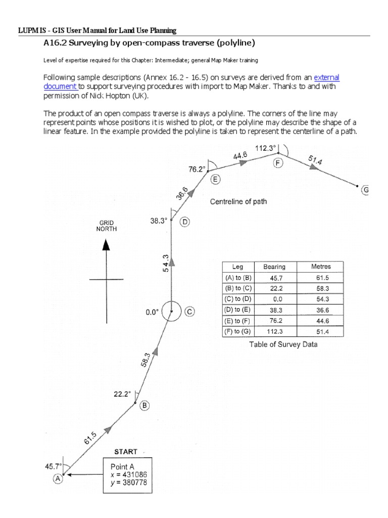 A16.2 Surveying by Open-Compass Traverse (Polyline) : External Document | PDF