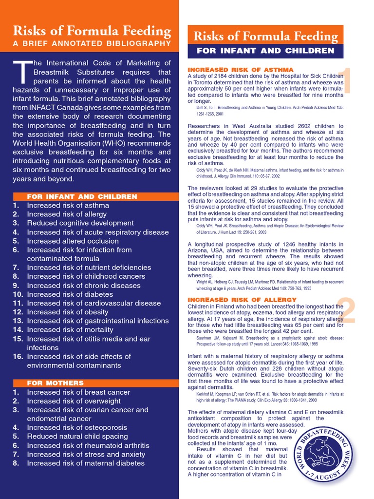 Risks of Formula Feeding - A Brief Annotated Bibliography | PDF ...