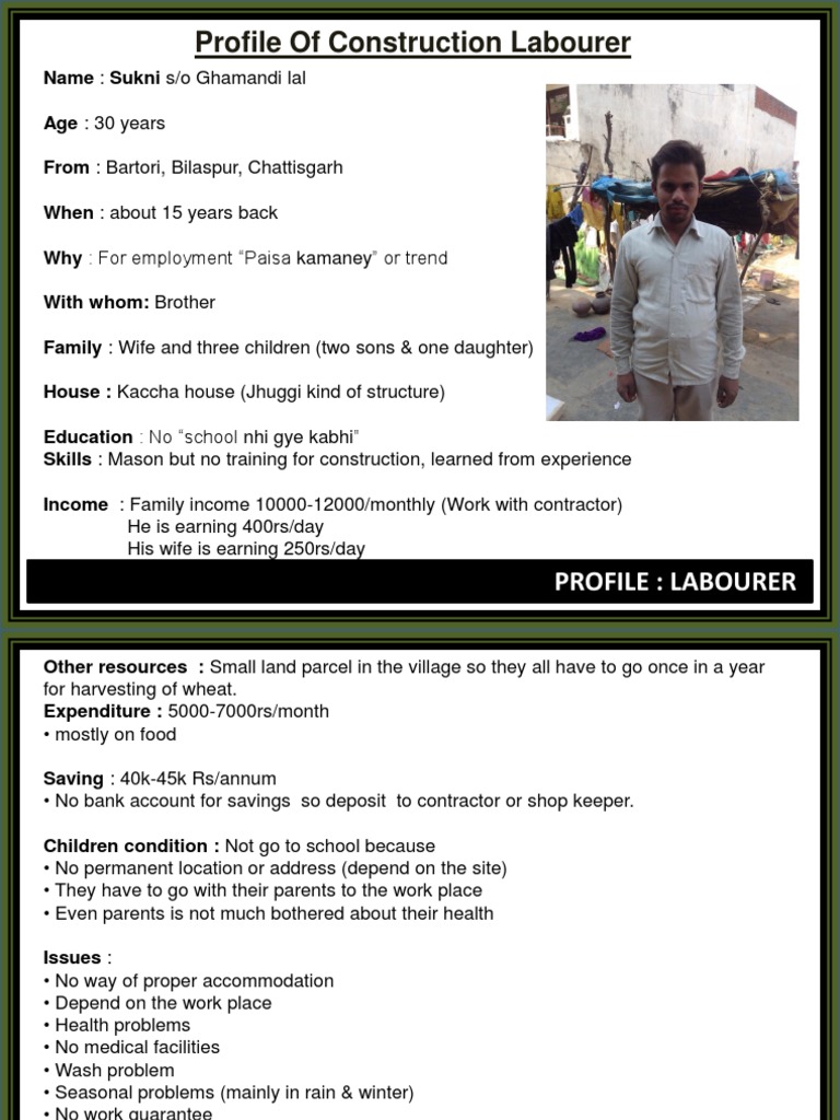 Profile of Labourer | PDF | Laborer | General Contractor