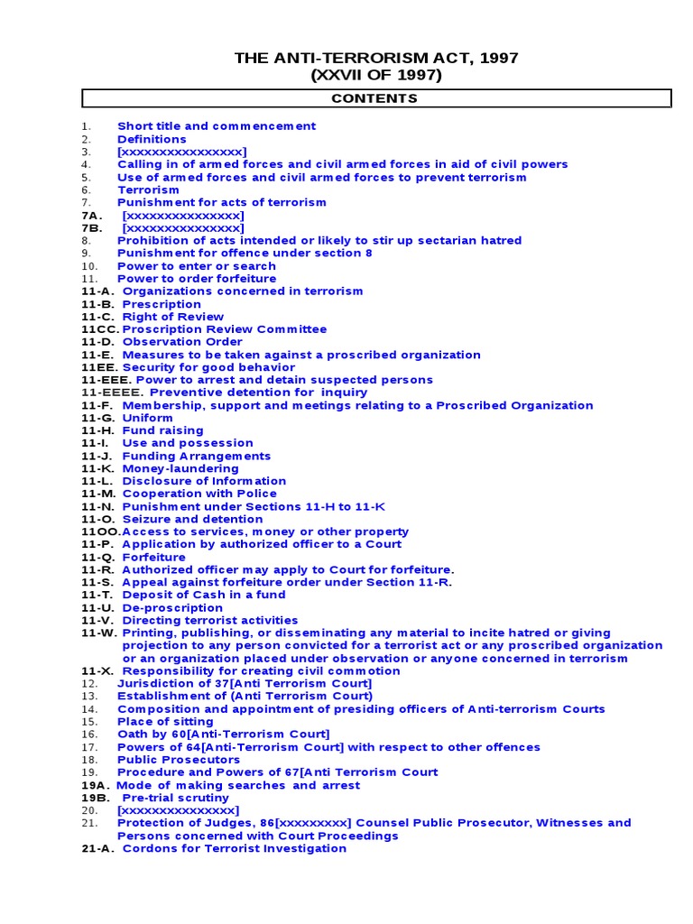 The Anti-Terrorism Act - 1997 | PDF | Arrest | Detention (Imprisonment)