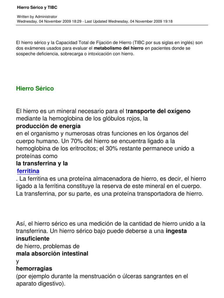 Hierro Serico | PDF | Hierro | Medicina CLINICA