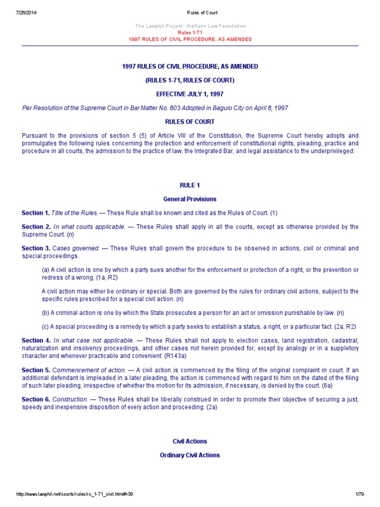 1997 Rules of Civil Procedure Overview | PDF | Pleading | Lawsuit