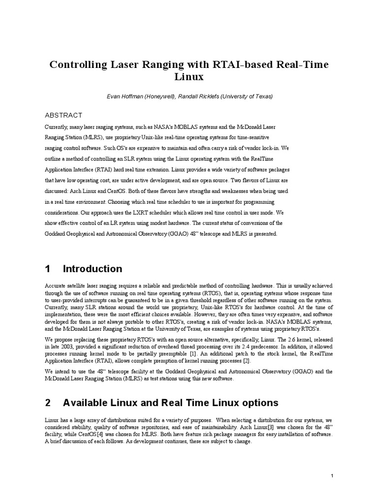 03-Controlling Laser Ranging With RTAI-based Real-Time Linux Final | PDF | Software | System ...
