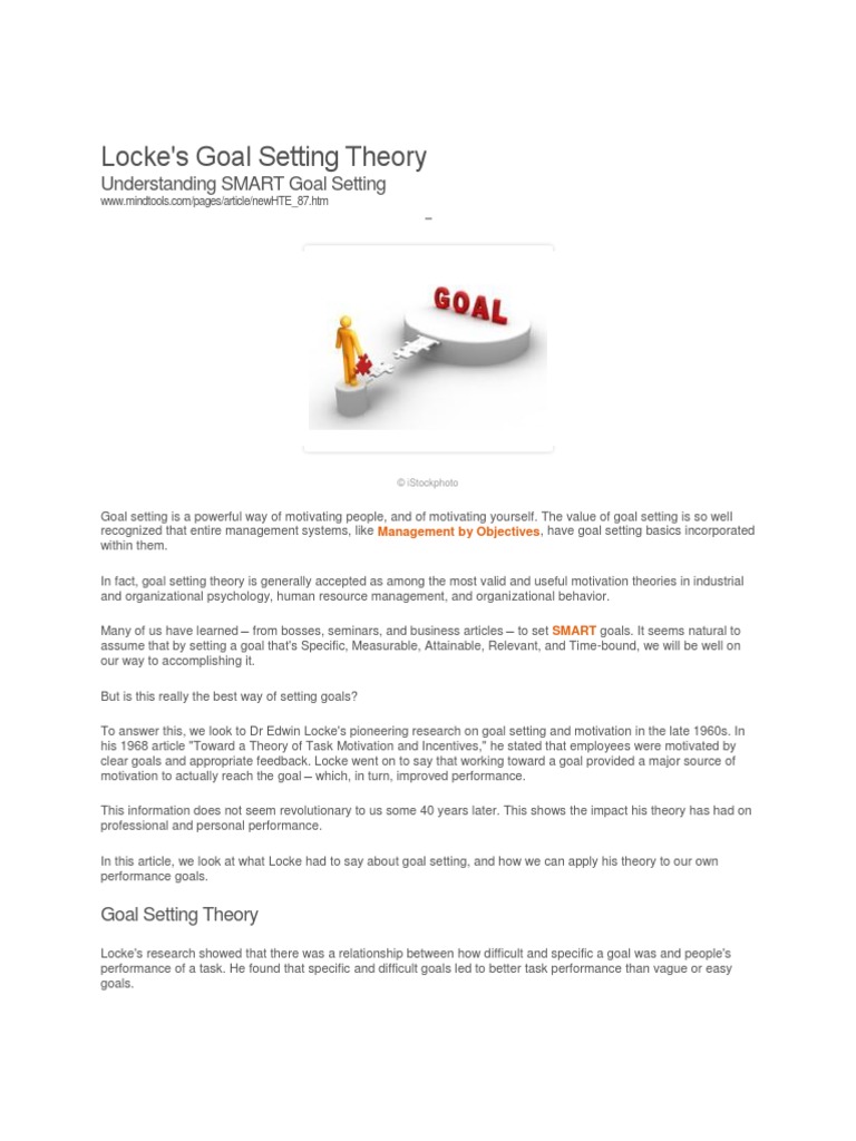 Lockes Goal Setting Theory | Download Free PDF | Goal Setting | Goal