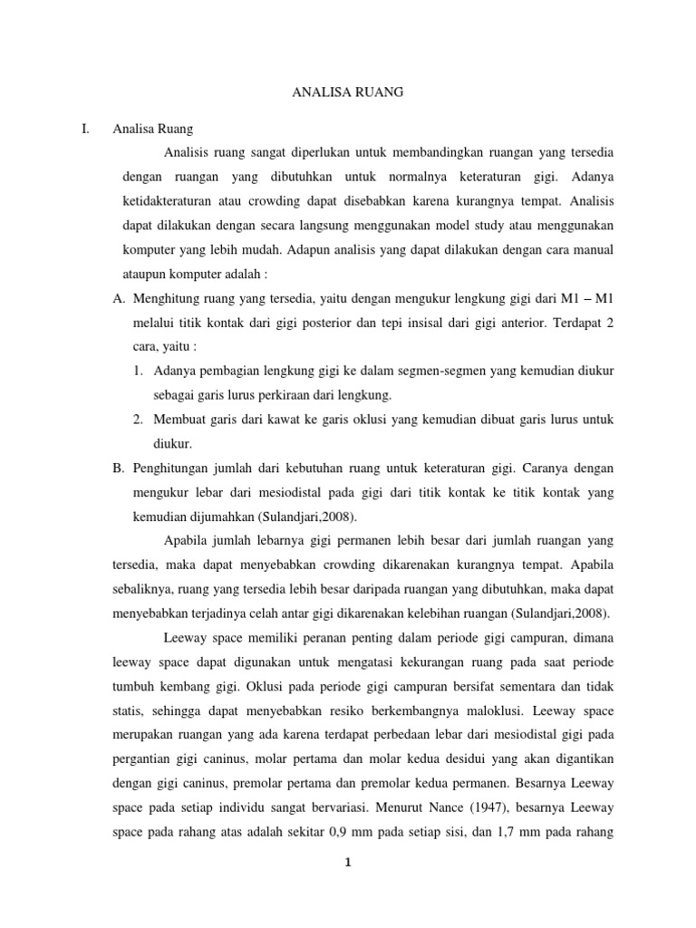 Analisis Leeway Space dan Metode Moyers | PDF