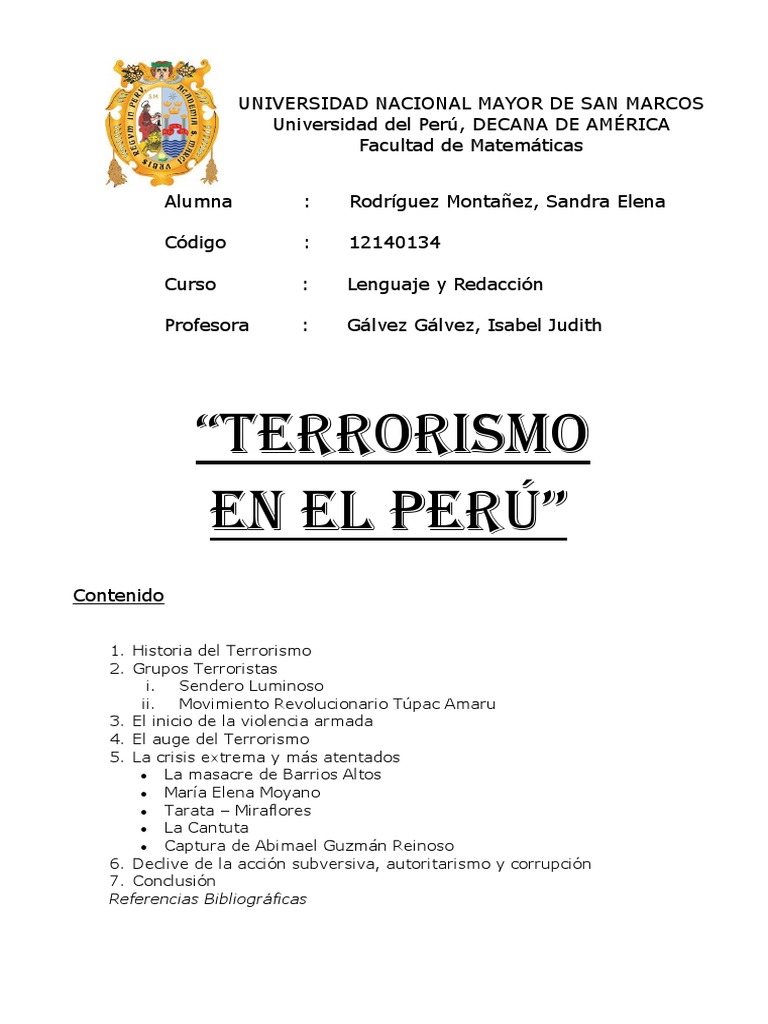 Terrorismo en El Peru | PDF | Perú | Crimen y violencia