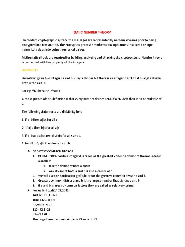 Basic Number Theory | PDF | Mathematical Concepts | Numbers