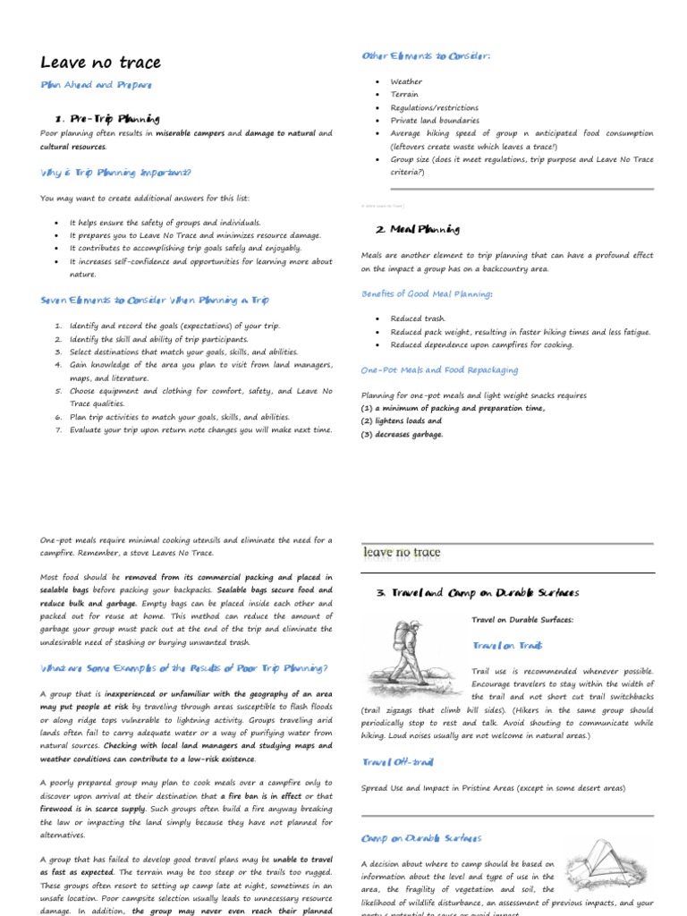 Camp Notes: "Leave No Trace" | PDF | Camping | Trail