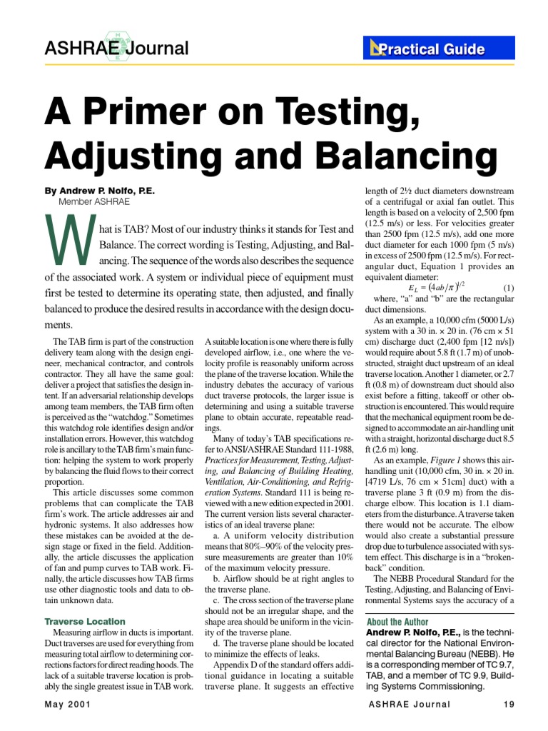 Testing, Adjusting and Balancing Systems | PDF | Mechanical Fan | Pump