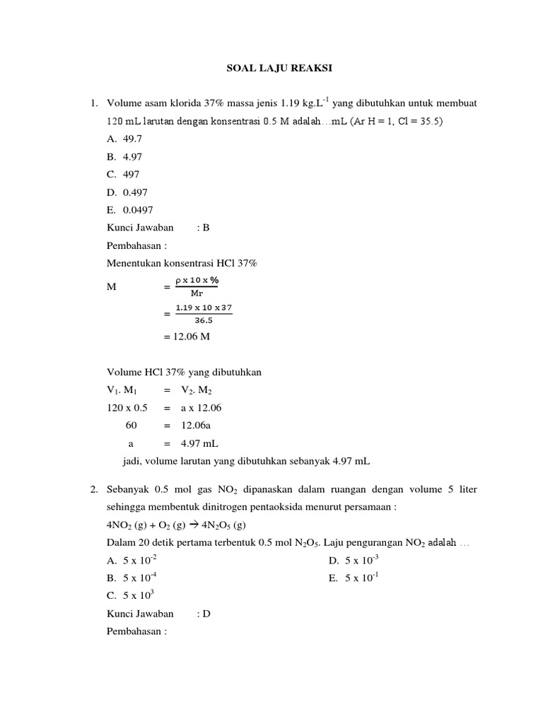 Soal-Soal Laju Reaksi | PDF