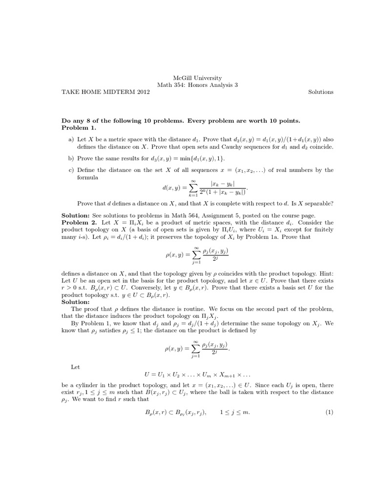 Homework 1 Graduate Real Analysis | PDF | Matrix (Mathematics ...