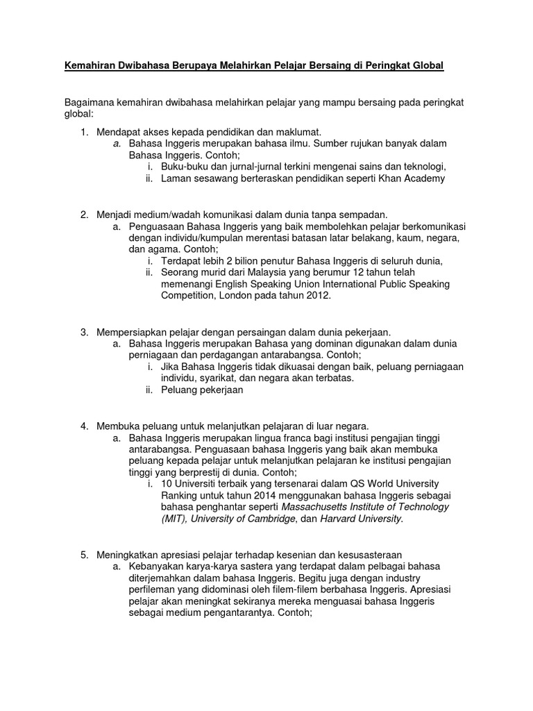 Kemahiran Dwibahasa | PDF