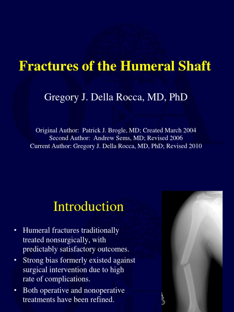 Humeral Shaft Fractures: Treatment Guide | PDF | Elbow | Shoulder