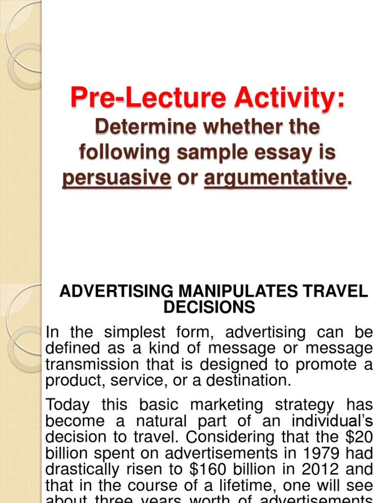 Writing An Argumentative Essay | PDF | Persuasion | Argument