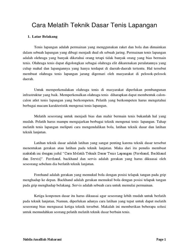 Teknik Dasar Tenis: Forehand, Backhand, Servis | PDF | Sejarah