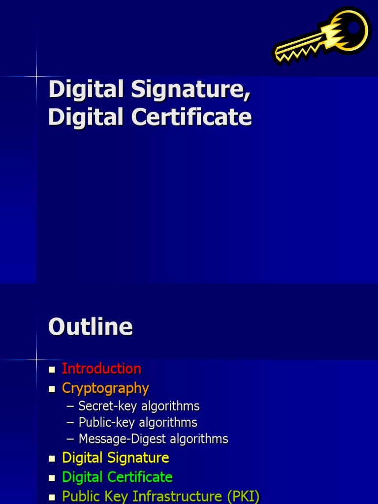 digital certificate and signature.ppt | Key (Cryptography) | Public Key ...