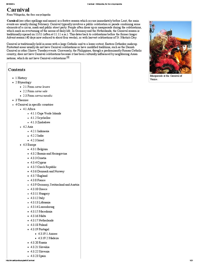 Carnival Page | PDF | Carnival | Moveable Holidays (Easter Date Based)