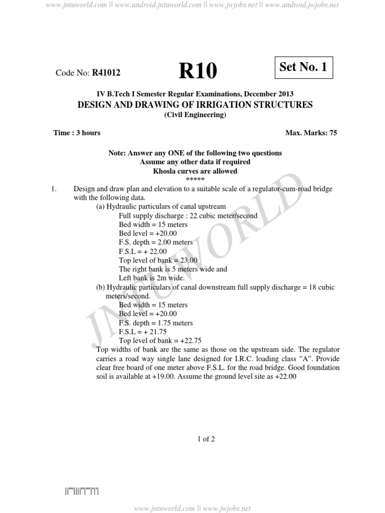 Irrigation Structures Design and Drawing | PDF | Canal | Levee