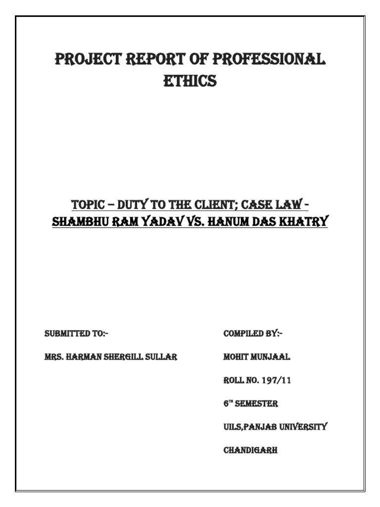 Project Report of Professional Ethics | Download Free PDF | Advocate ...