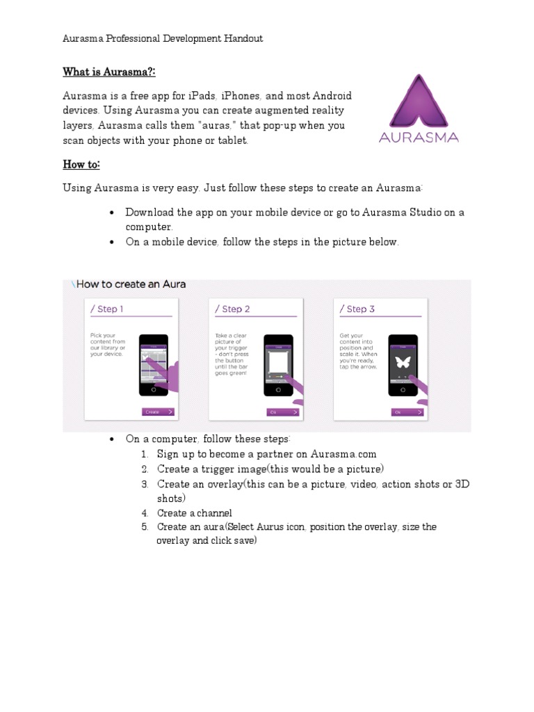 Aurasma Professional Development Handout | PDF