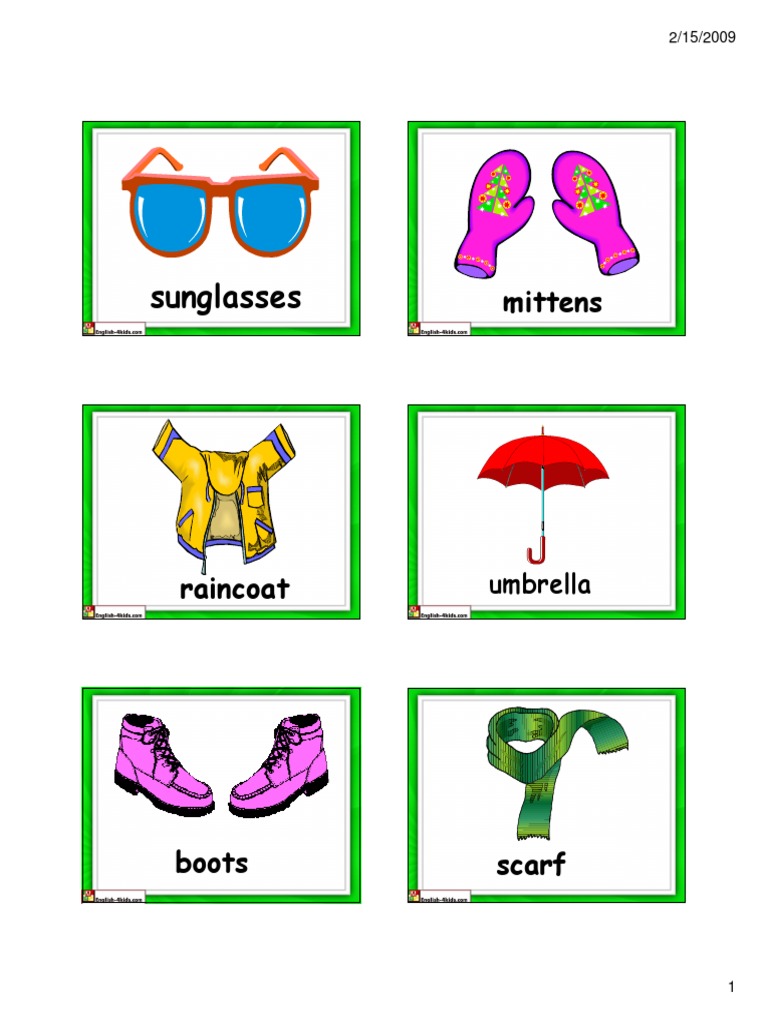 Weather Clothes Flashcards | PDF