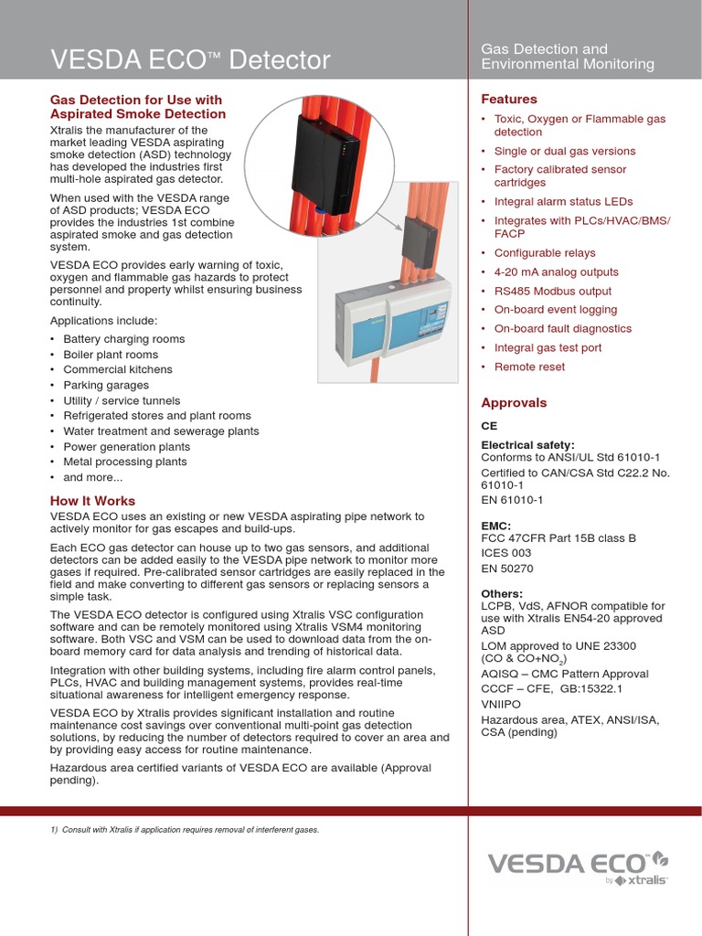 11 Vesda Eco Detector Tds A4 Lores | PDF | Hydrogen | Ammonia