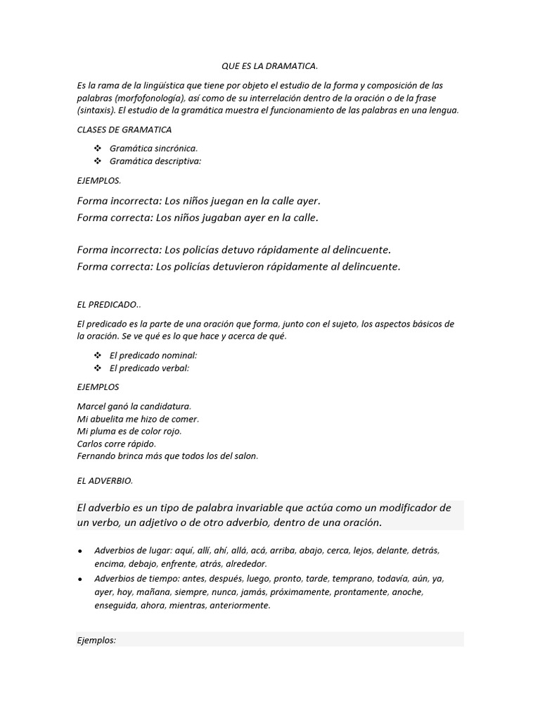 Que Es La Dramatica | PDF | Adverbio | Gramática