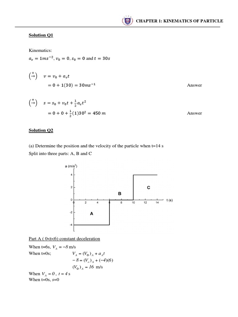 TUTORIAL+CHAPTER+1 Solution | PDF | Kinematics | Acceleration