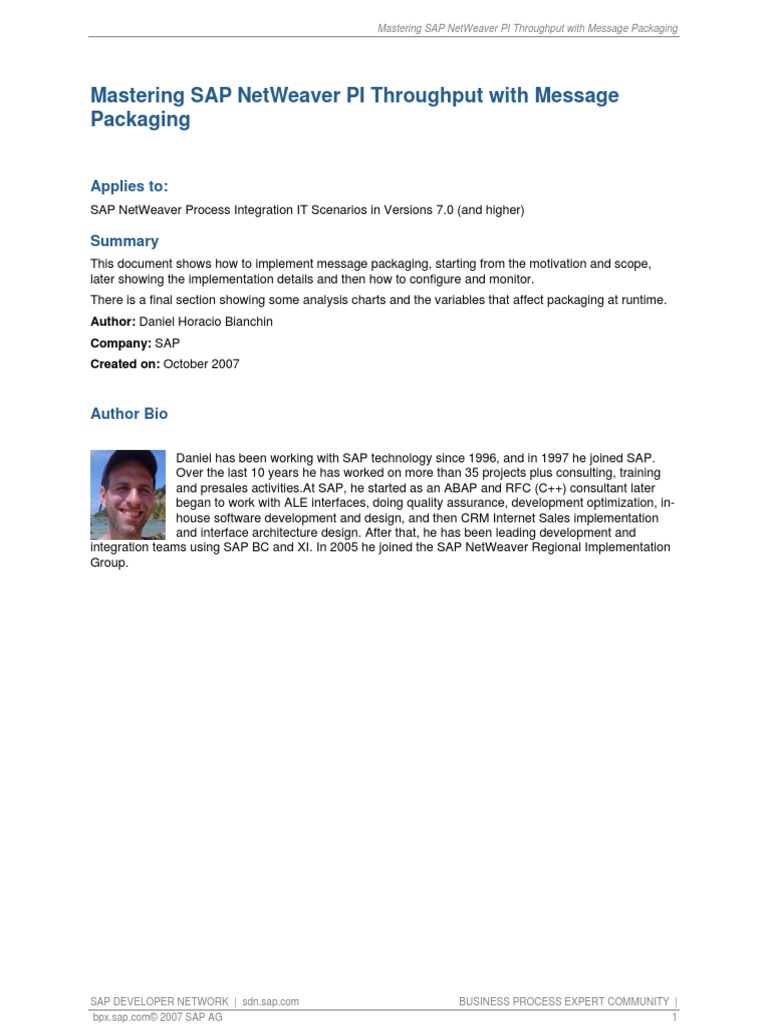 Mastering SAP NetWeaver PI Performance With Message Packaging | PDF