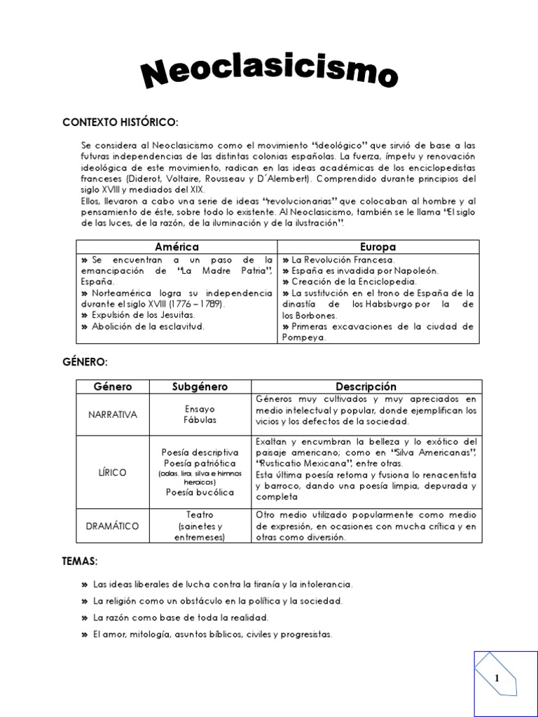 Caracteristicas Del Neoclasicismo | PDF