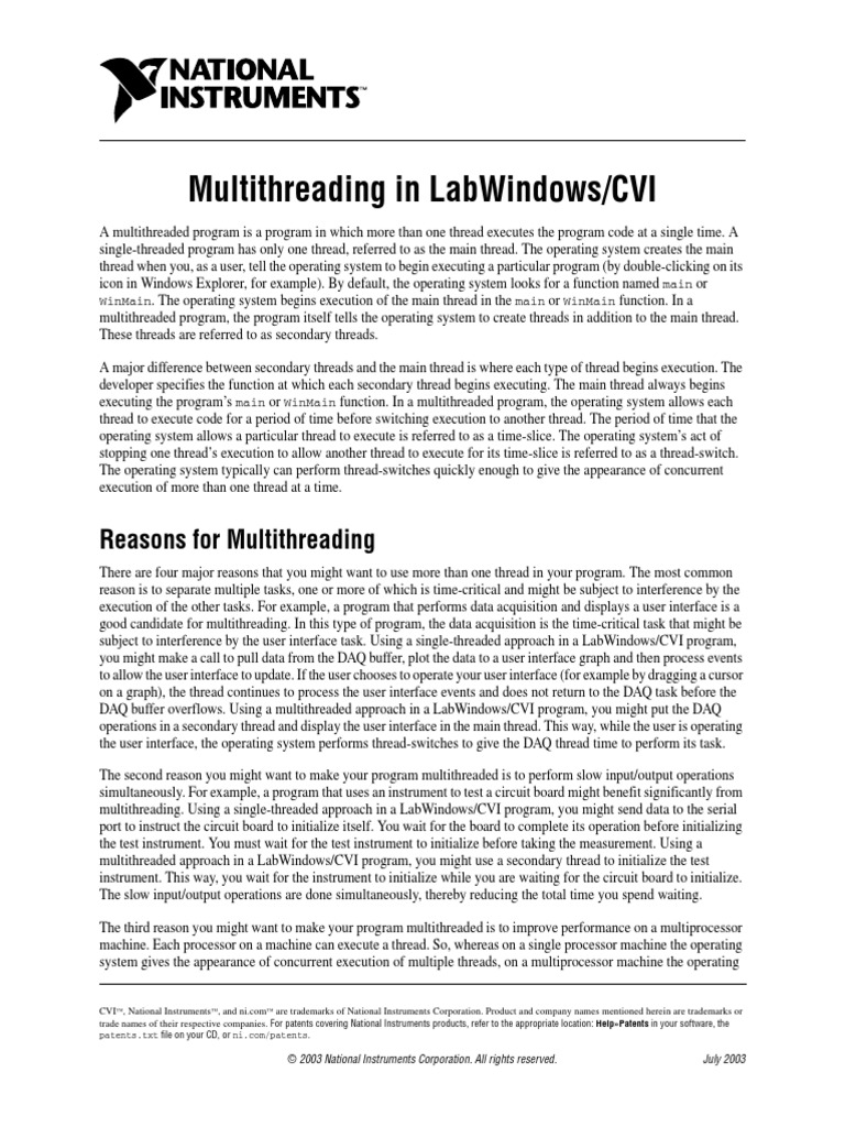 Multi Threading Labwindows CVI | PDF | Thread (Computing) | Variable (Computer Science)