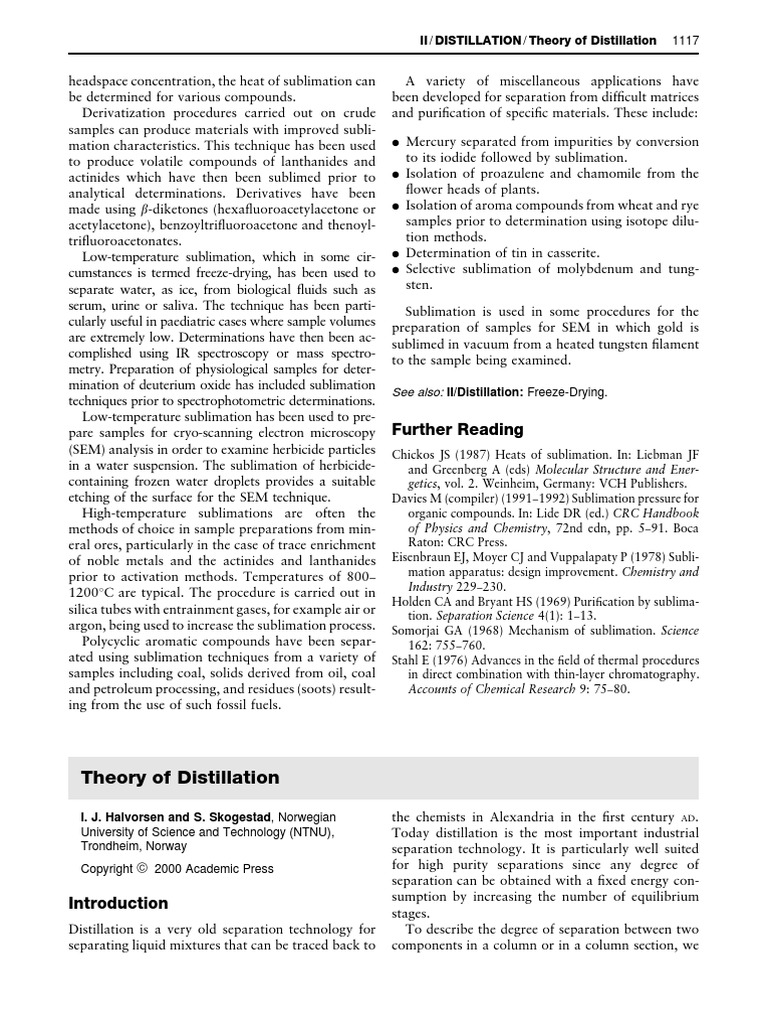 Theory of Distillation | PDF
