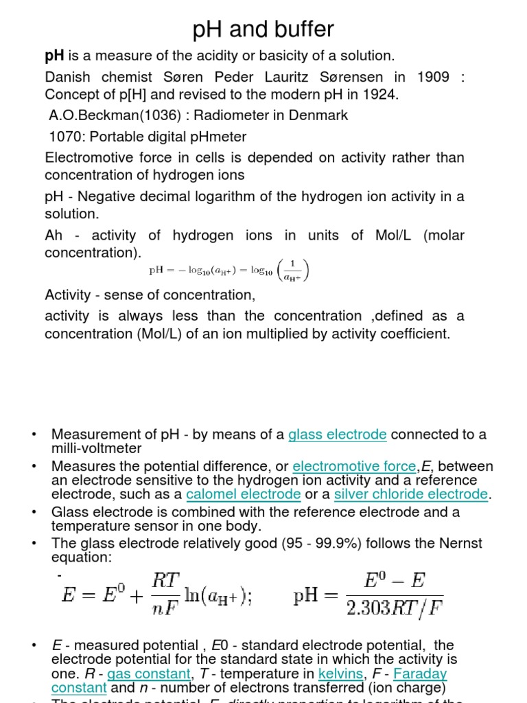 PH and Buffer | PDF | Ph | Acid Dissociation Constant