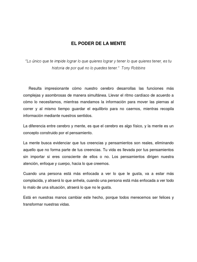 El Poder de La Mente | PDF | Mente | Toma de decisiones
