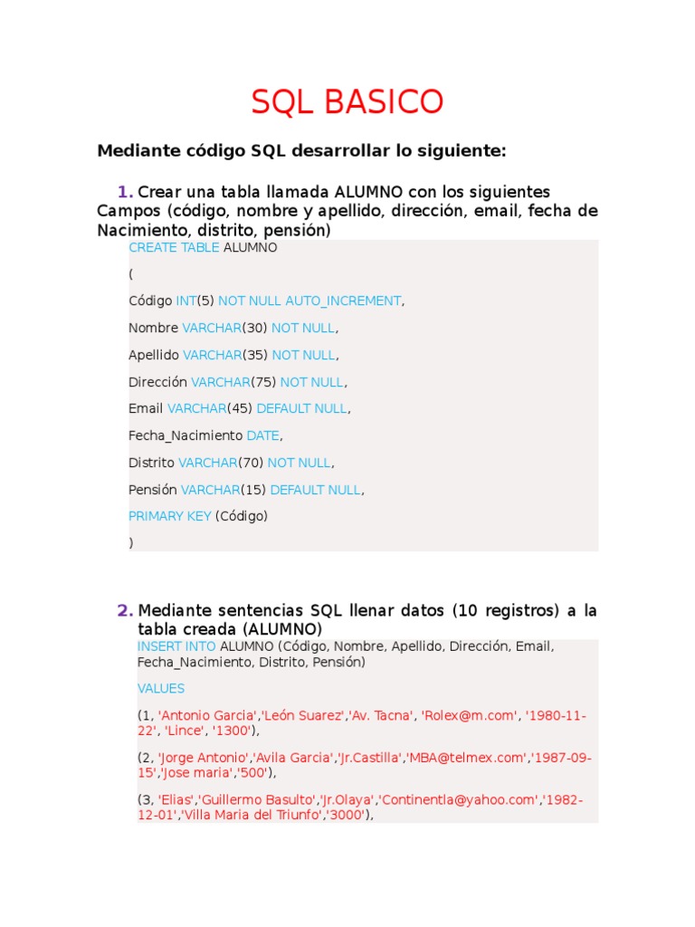 SQL Basico | PDF