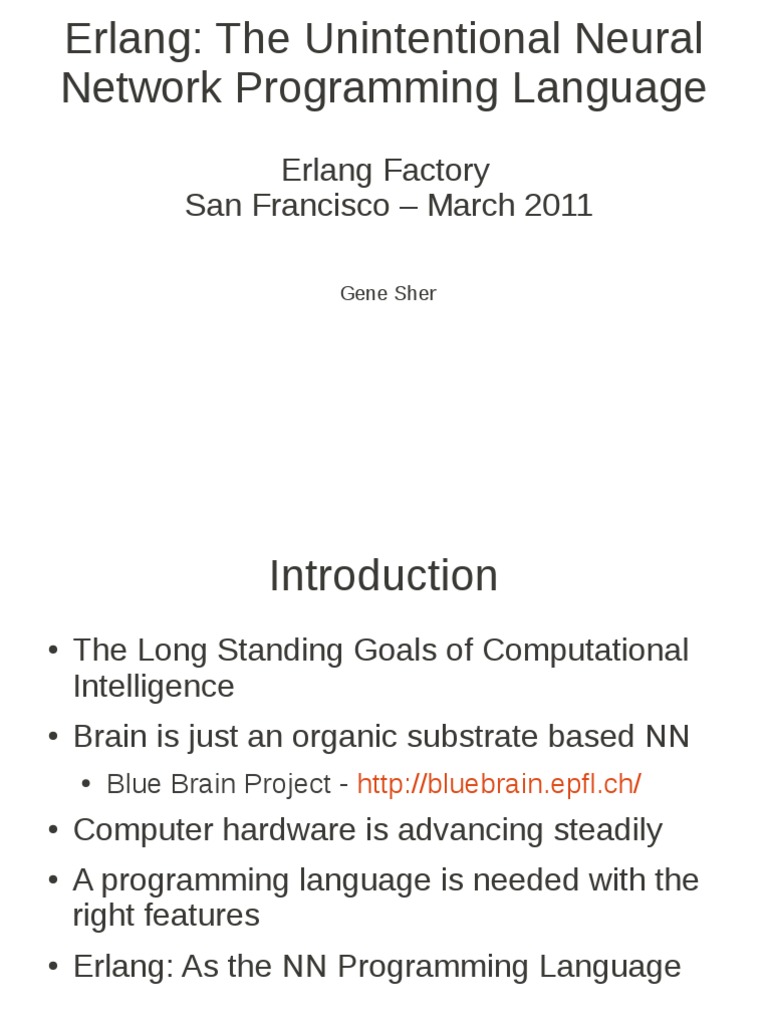 Erlang: The Unintentional Neural Network Programming Language | PDF ...