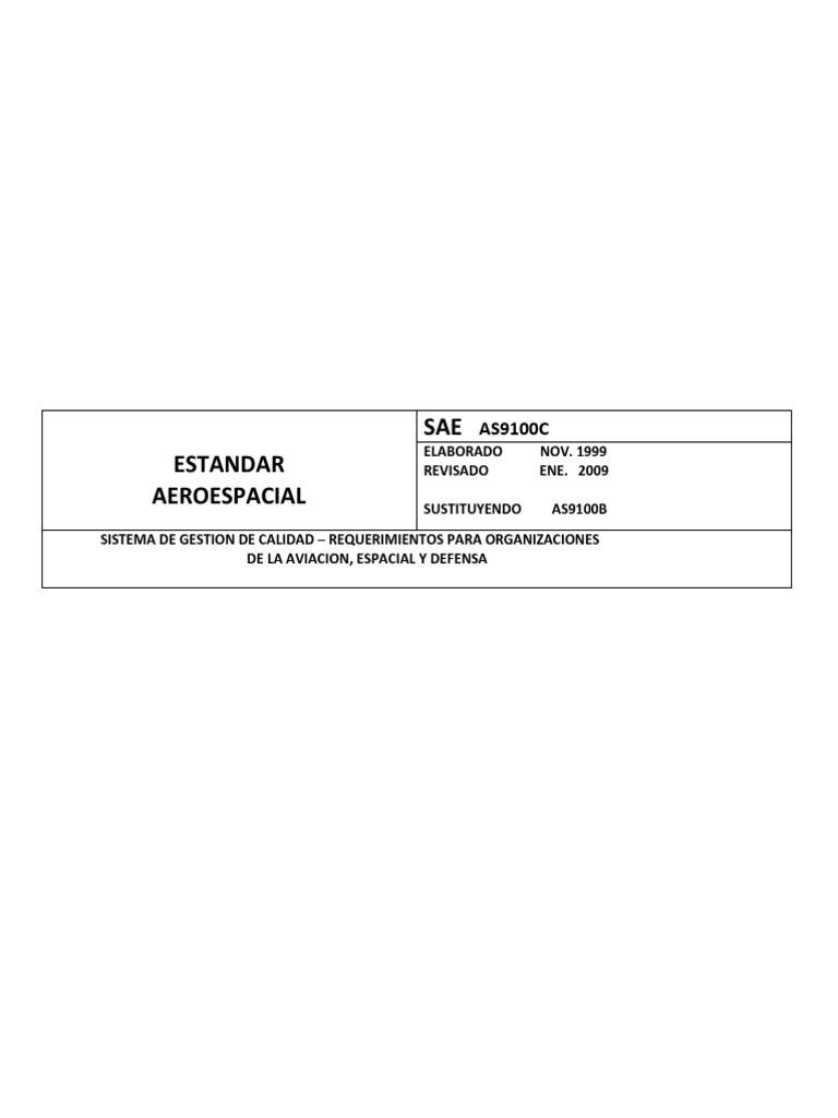 Norma AS9100: Gestión de Calidad Aeroespacial | PDF | Calidad ...